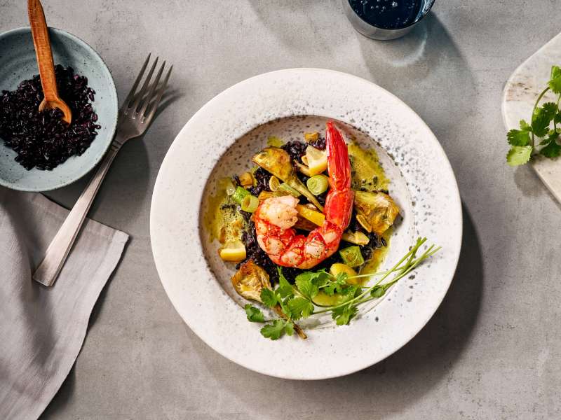 Rezept: Gamba Carabiniera mit Ziegenkäse